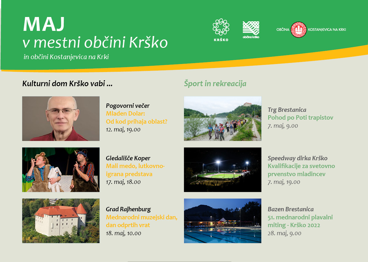 Napovednik dogodkov za mesec maj 2022